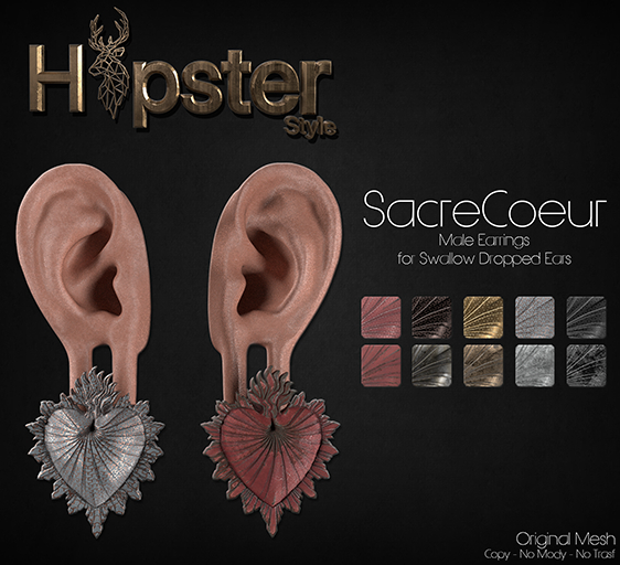 Second Life Marketplace - [Hipster Style] SACRECOEUR MALE Earrings for ...